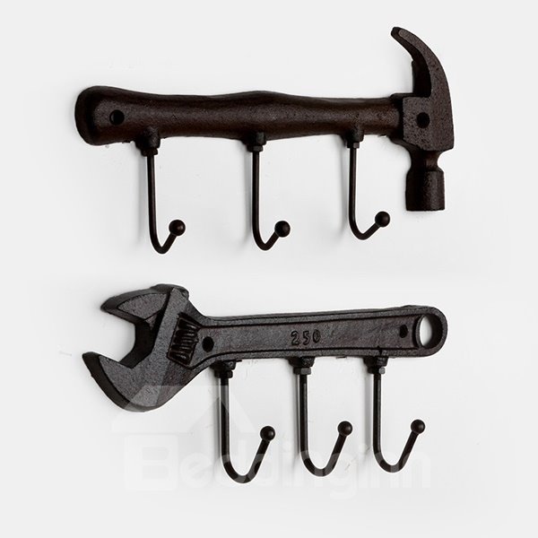 Creative Iron Hammer and Spanner Design 1-Set Wall Hooks – beddinginn_main