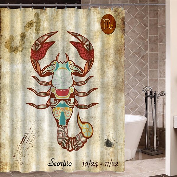 Exotic Scorpio Symbol Print 3D Bathroom Shower Curtain – beddinginn_main