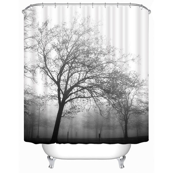 Giant Trees Silhouette Print 3D Bathroom Shower Curtain – beddinginn_main